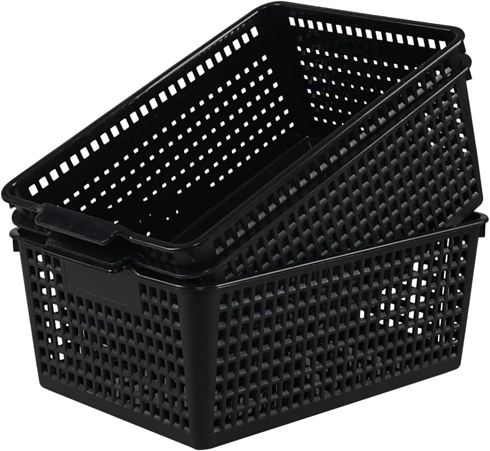 Amazon.com: Xowine Black Plastic Storage Basket, Set of 6 Organizer ...