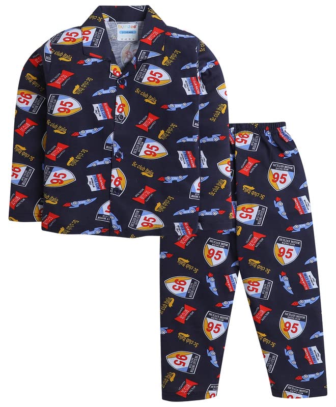 Buy BUMZEE Navy Boys Full Sleeeves Cotton Night Suit Age - 6-12 Months ...