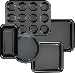 Amazon.com: Baking Pan Sets, 5-Piece Nonstick Bakeware Sets with Cake ...