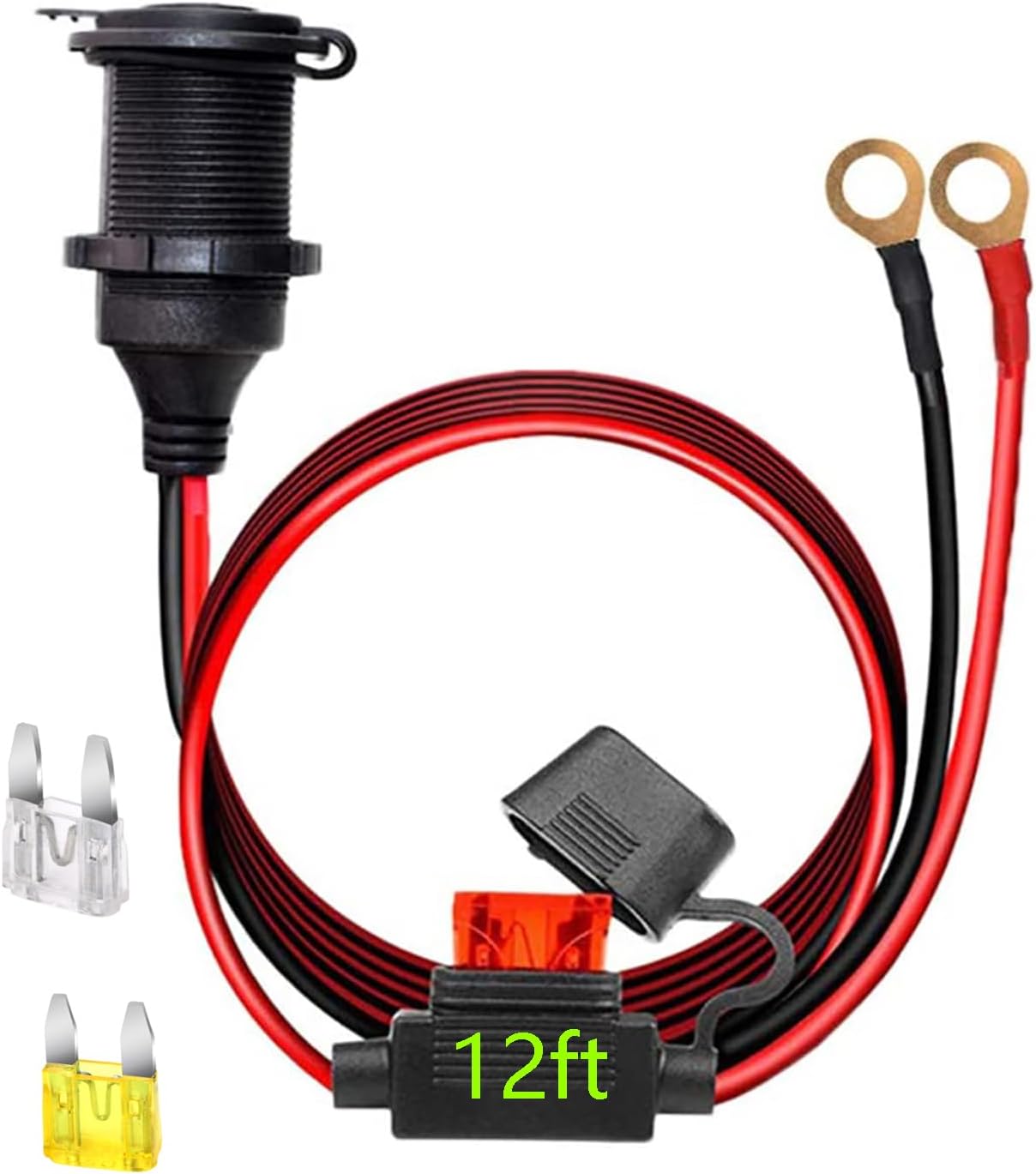 Amazon.com: Dongge 12V/24V Fixed Thread Cigarette Lighter Socket ...