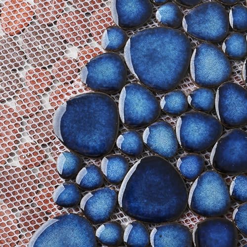 Elephantile Cobalt Blue Pebble Tiles for Shower Floor Bathroom Floor ...