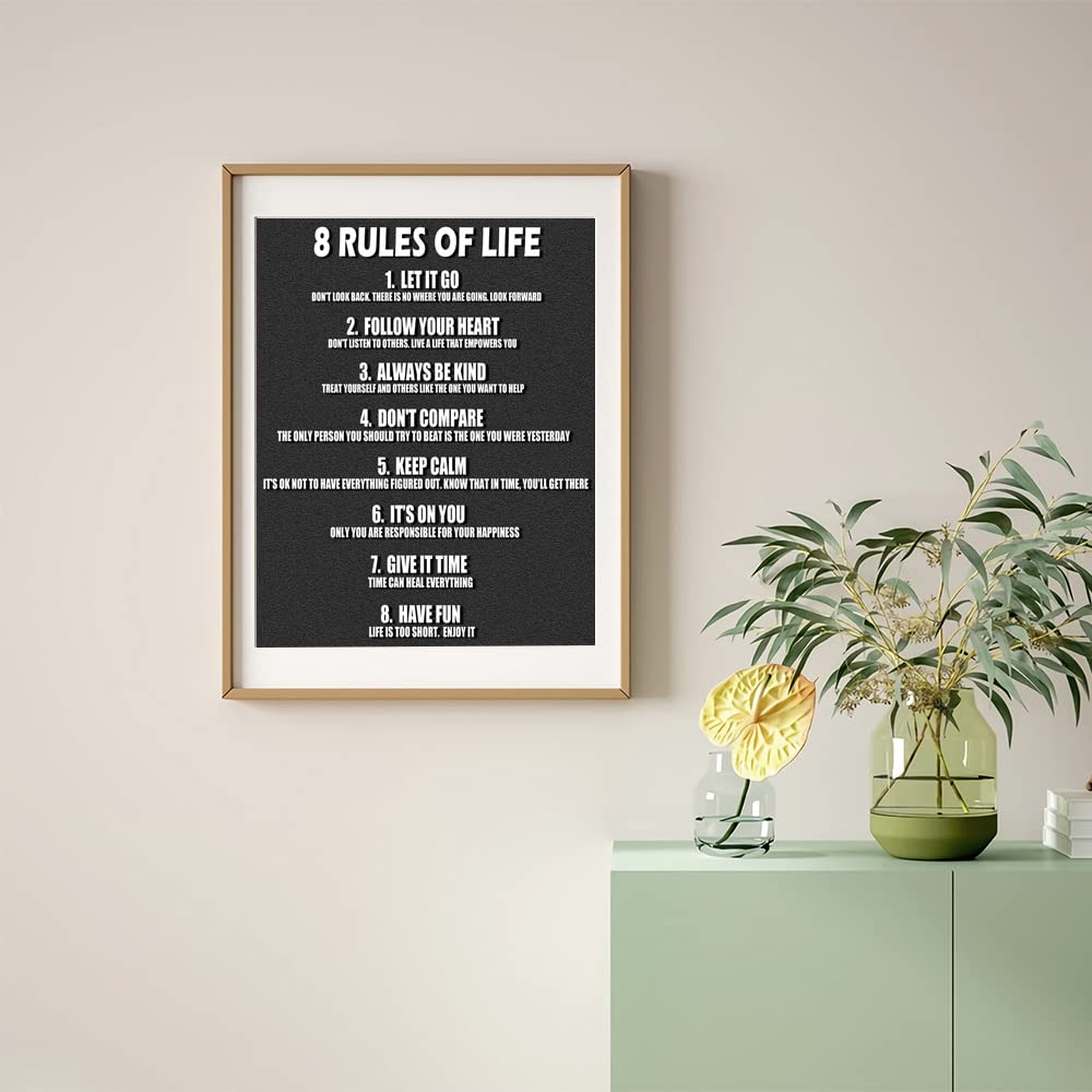 8 Rules of Life Motivational Poster, 14 x 11 Inch Inspiring Positive ...