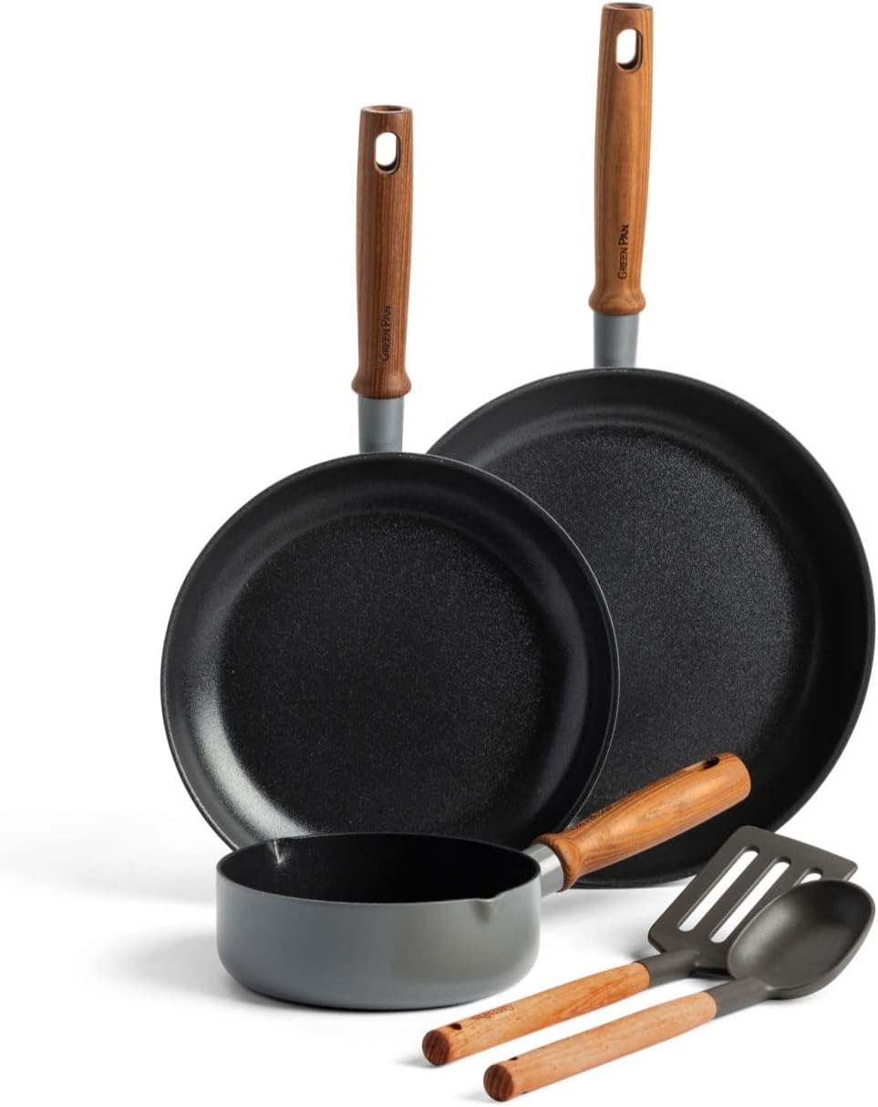 GreenPan Mayflower Pro Hard Anodized Healthy Ceramic Nonstick, 5 Piece ...
