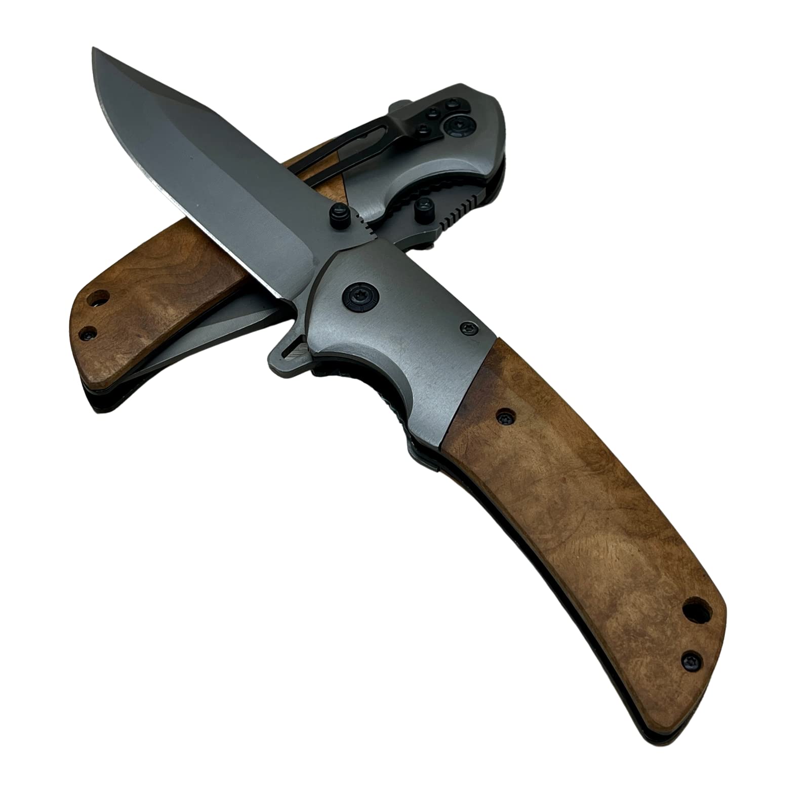 Snapklik.com : Spring Assisted Pocket Knife, Olive Handle Folding Knife ...