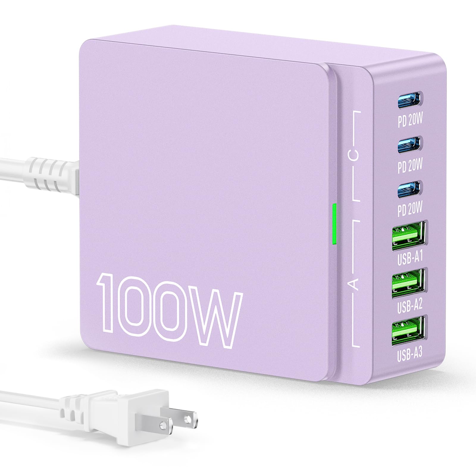 Amazon.com: USB C Charger Block Charging Station: 100W 6 Port GaN Fast ...
