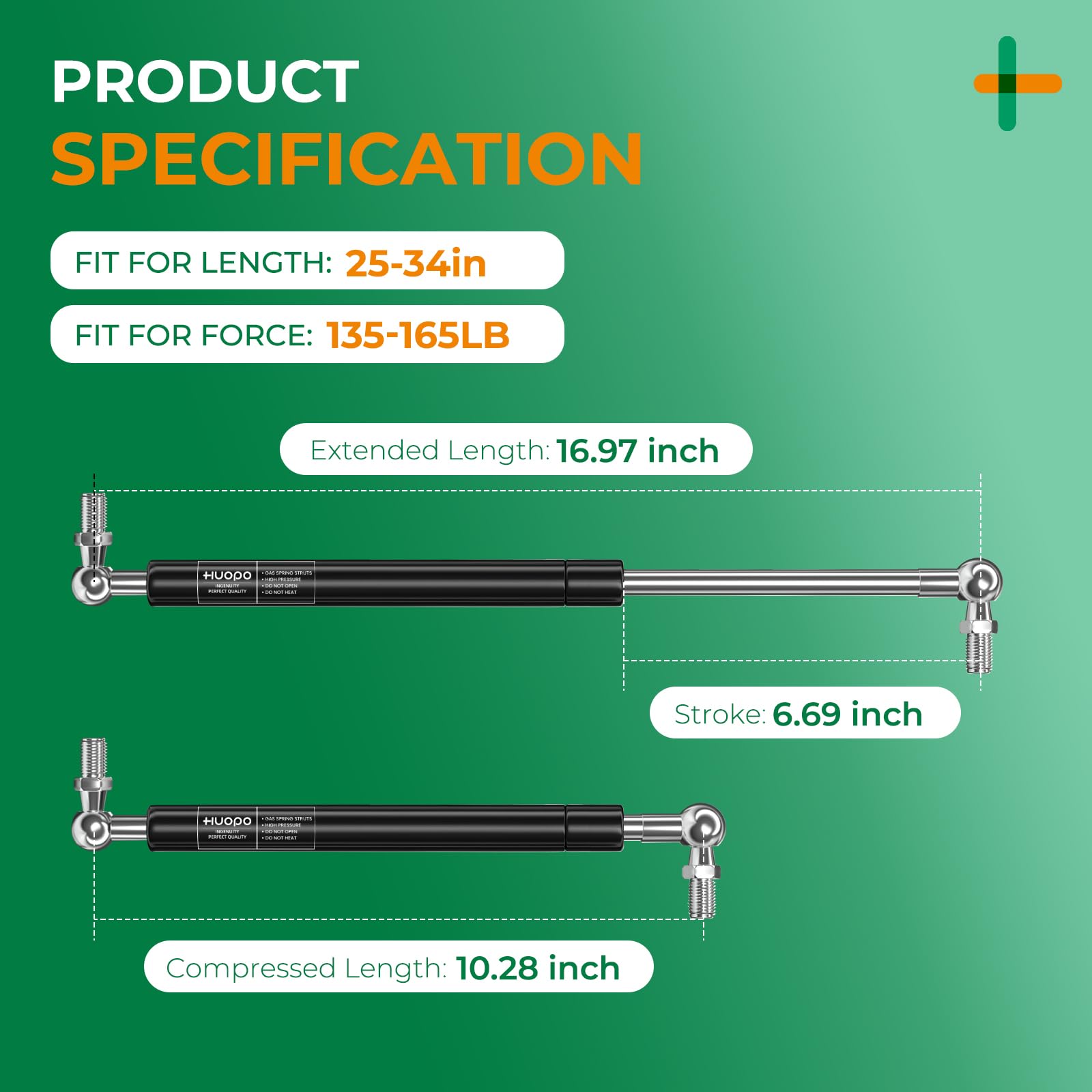 Snapklik.com : HUOPO 17 Inch 150 Lb/667 N Gas Shock Strut Spring Lift ...