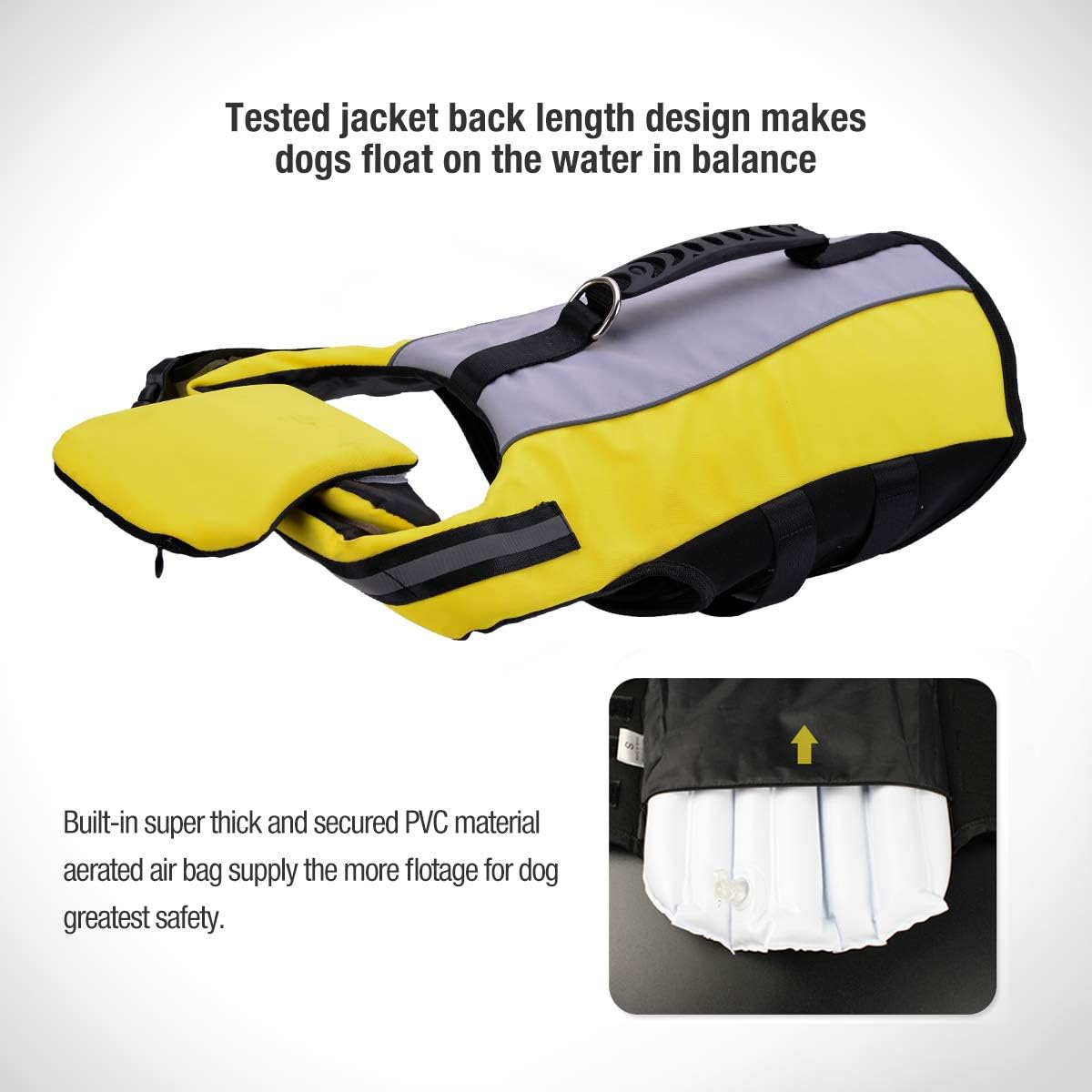 NAMSAN Dog Life Jacket Portable Inflatable Life Vest for Medium Dog ...