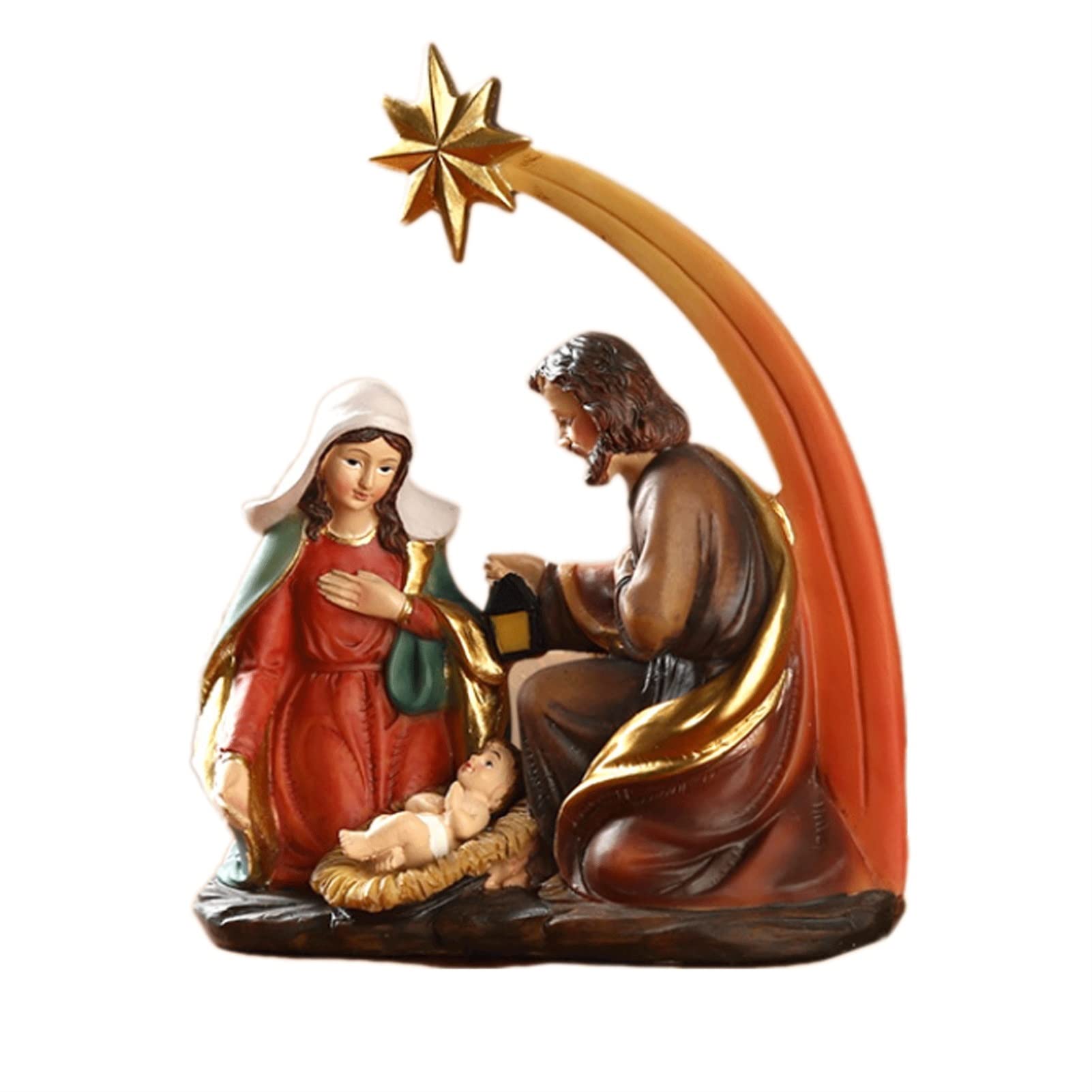 Buy Jesus Born Statue,Holy Family 6 Inch Squat Resin Statue Figurine Of ...