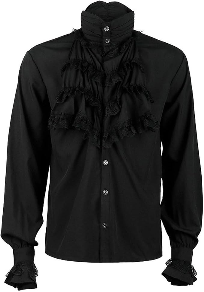 Amazon.com: Men Ruffle Shirt Medieval Renaissance Pirate Shirts Vintage ...