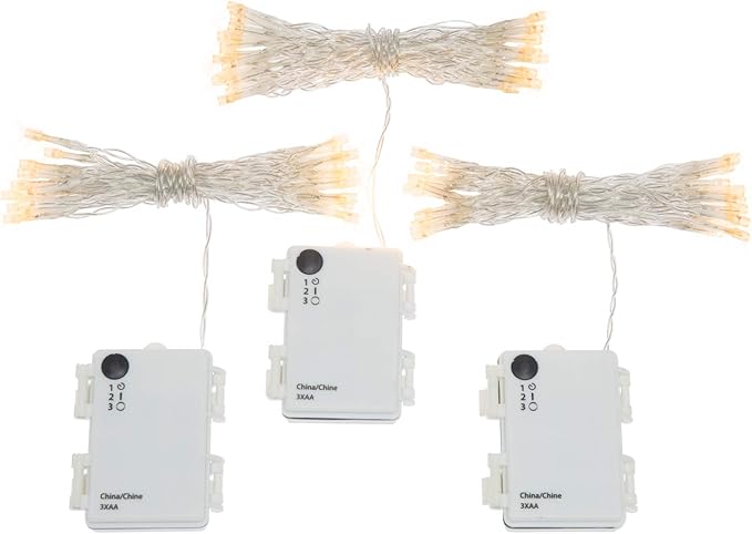 3 Pack Battery String Lights, 30 Warm White LEDs, 11 Ft. Strands ...