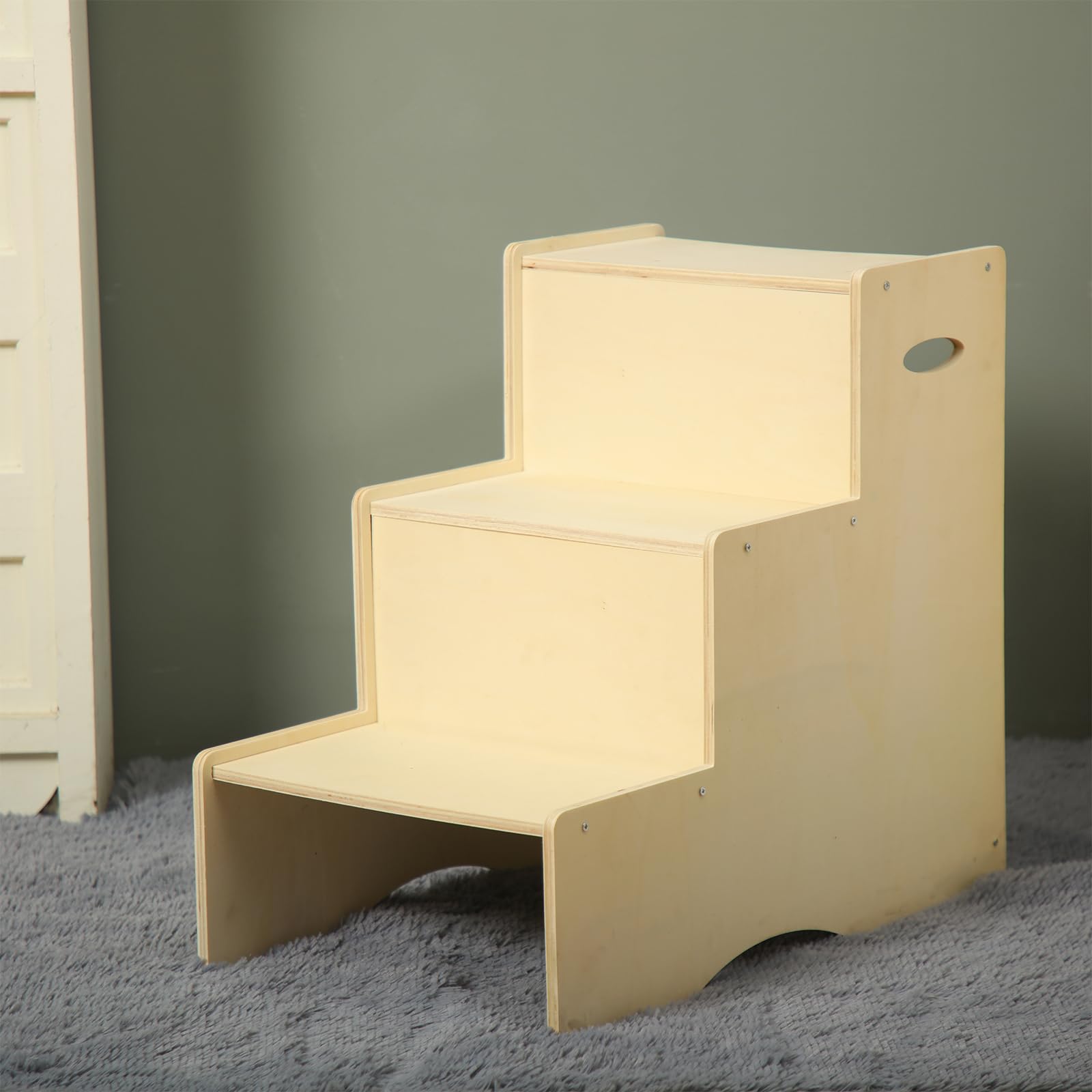 3 Floors Step Stools for Kids Wooden Children's Stool with Handles and ...