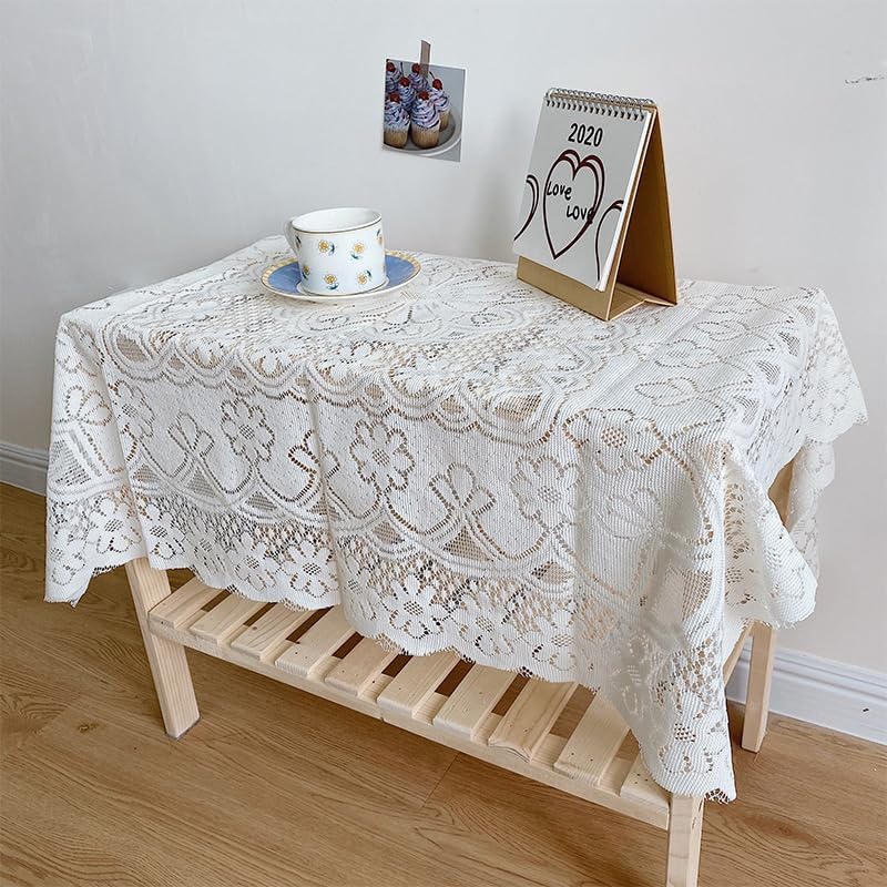 White Lace Tablecloth, Square Vintage Lace Tablecloth Floral Lace Table ...