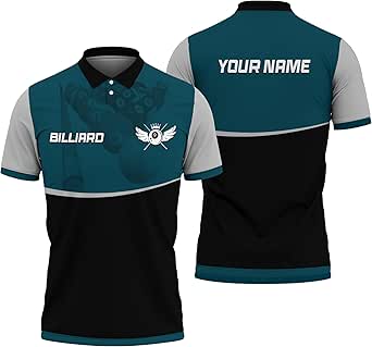Amazon.com: Unisex Billiard Polo Shirt Custom Billiard Themed Collared ...