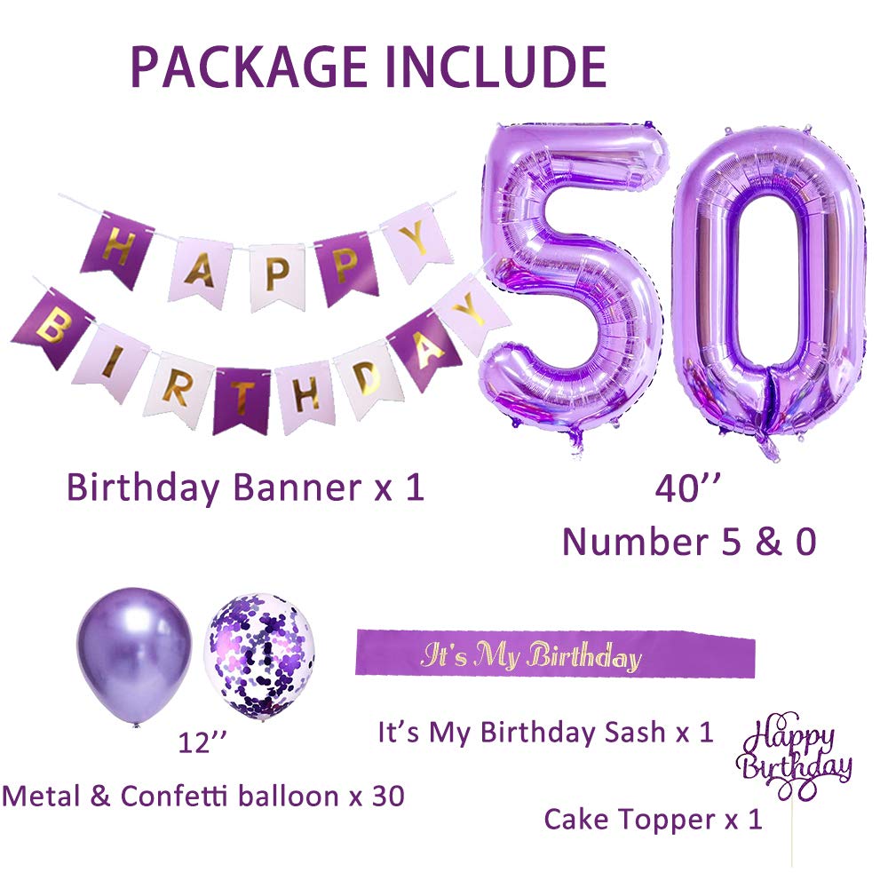 Buy 50th Birthday Decorations For Women 50th Birthday Balloons Purple buy-50th-birthday-decorations-for-women-50th-birthday-balloons-purple