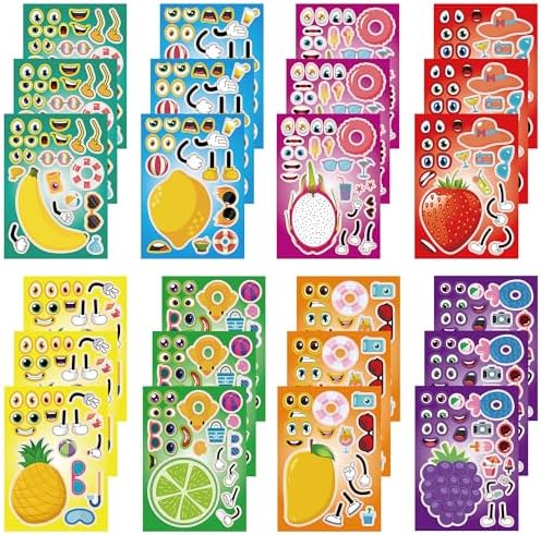 Amazon.com: Uptotop Make-A-Face Fruit Stickers for Kids, 36 Sheets 6 ...