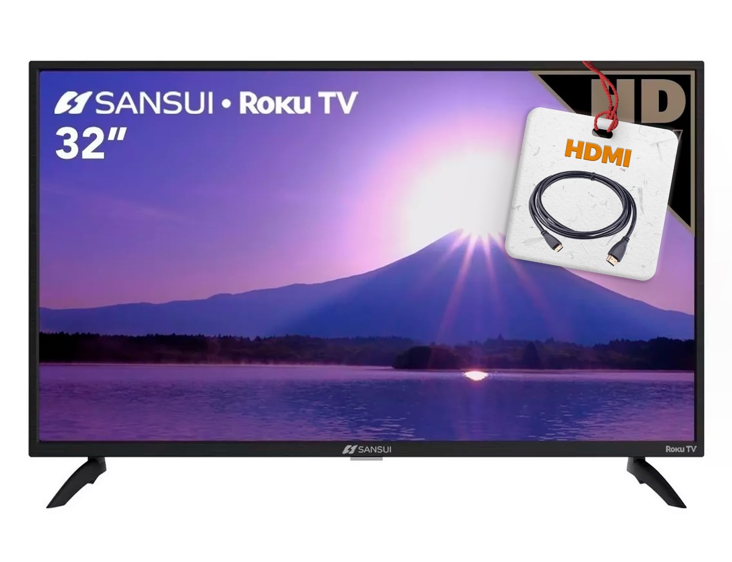 SANSUI TV 32" HD Compatible con Sistema Operativo Roku 2024 + Cable HDMI (32" + Free HDMI Cable ...