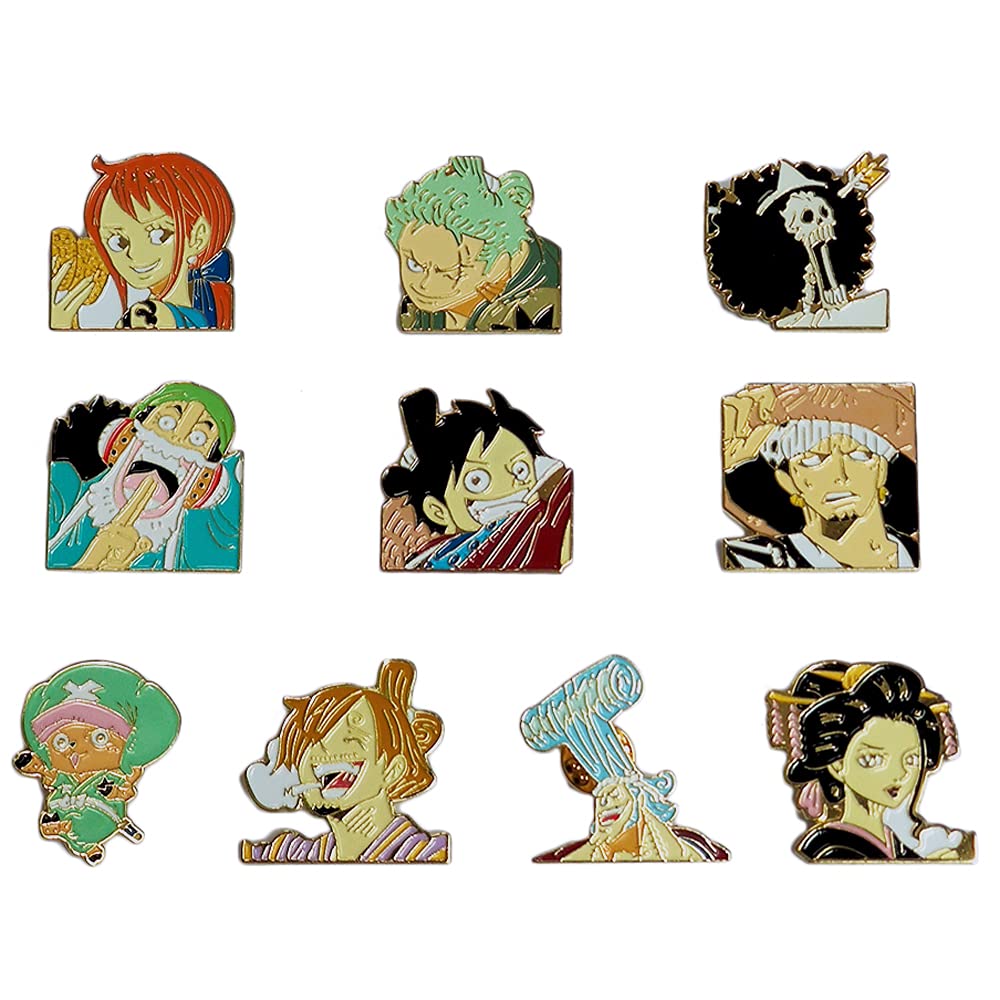 Buy 10pcs Wanokuni Pins Luffy Cosplay Badge Roronoa Zoro Brooch ...