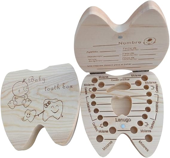 Snaro 1X Caja Almacenamiento Madera Almacenaje para Dientes De Leche ...