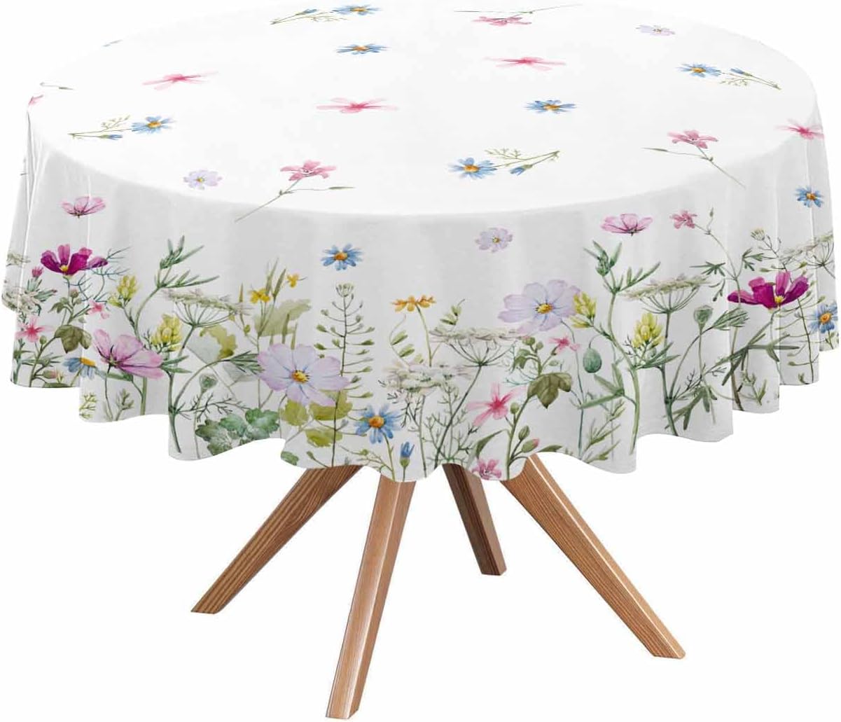 Amazon.com: Elegant Spring Flower Floral Tablecloth Round Table Cloth ...