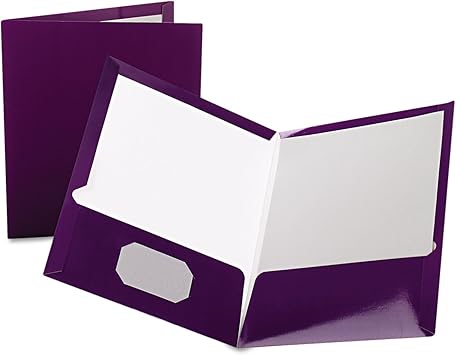 Amazon.com : Oxford Laminated Twin-Pocket Folders, Letter Size, Purple ...