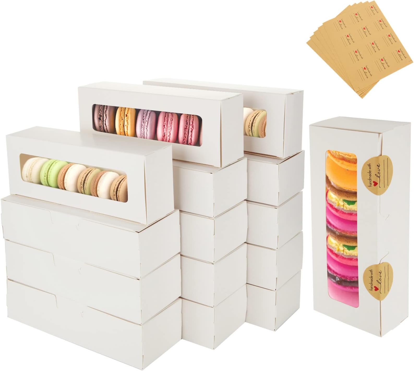 Amazon.com: ACXFOND 50Pcs Macaron Boxes for 6, White Kraft Macaron ...