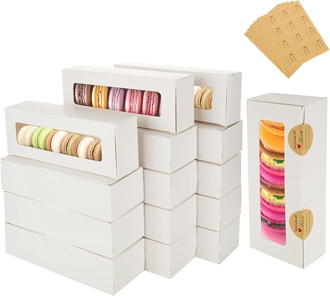 ACXFOND - 50 cajas de macarón para 6 cajas de macarón de color blanco ...