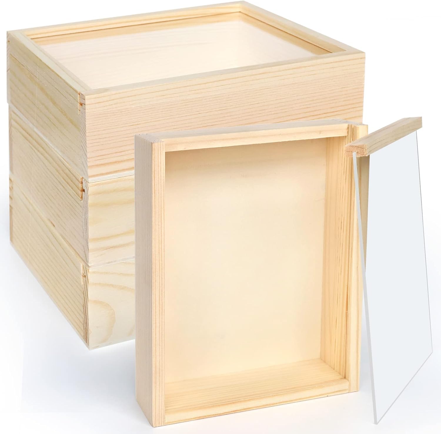 Amazon.com: 4 Pack 6.3 x 4.9 x 1.8 Inch Unfinished Wood Boxes, Small ...