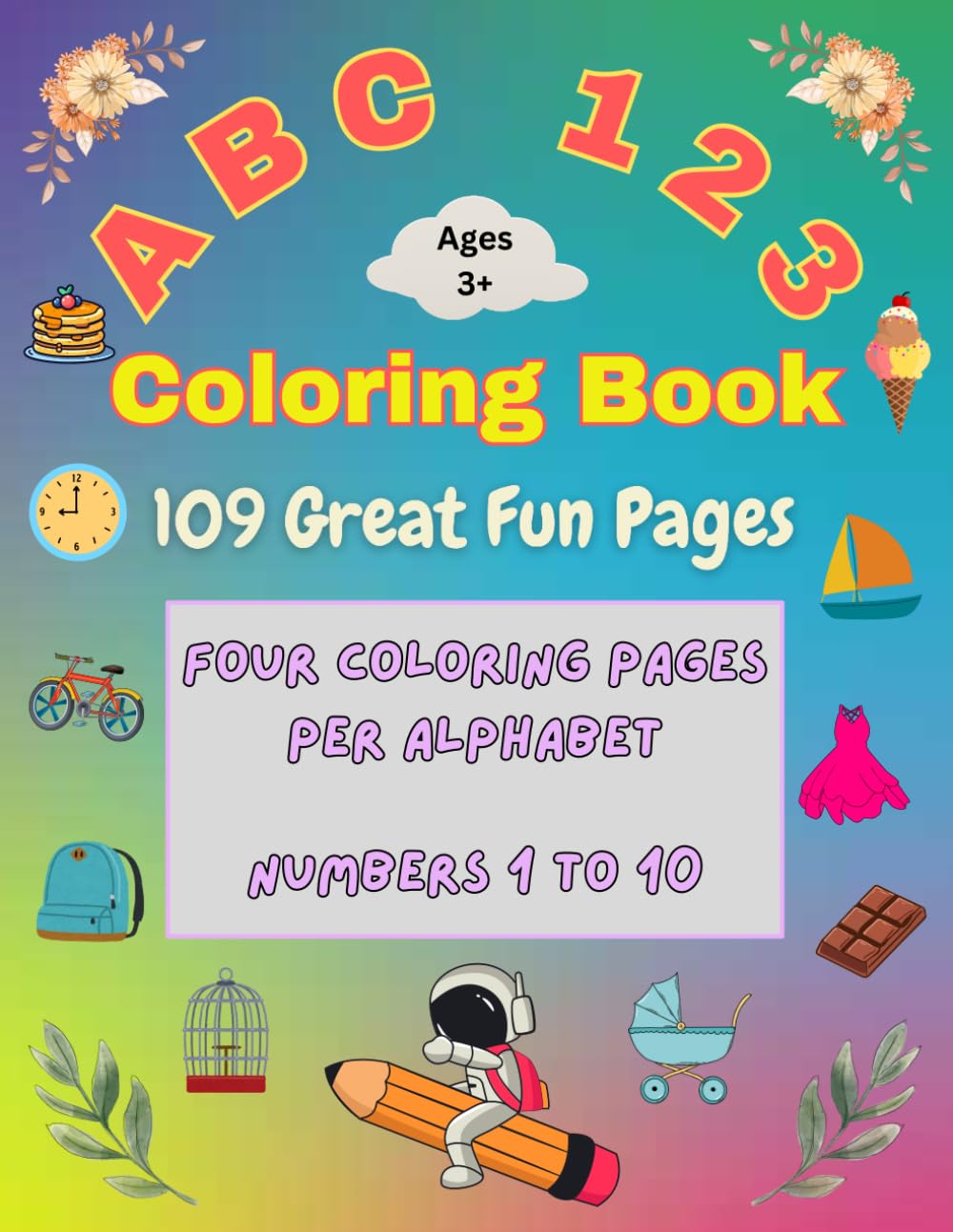 ABC 123 Coloring Book for Kids: Educational Coloring Pages with Objects ...