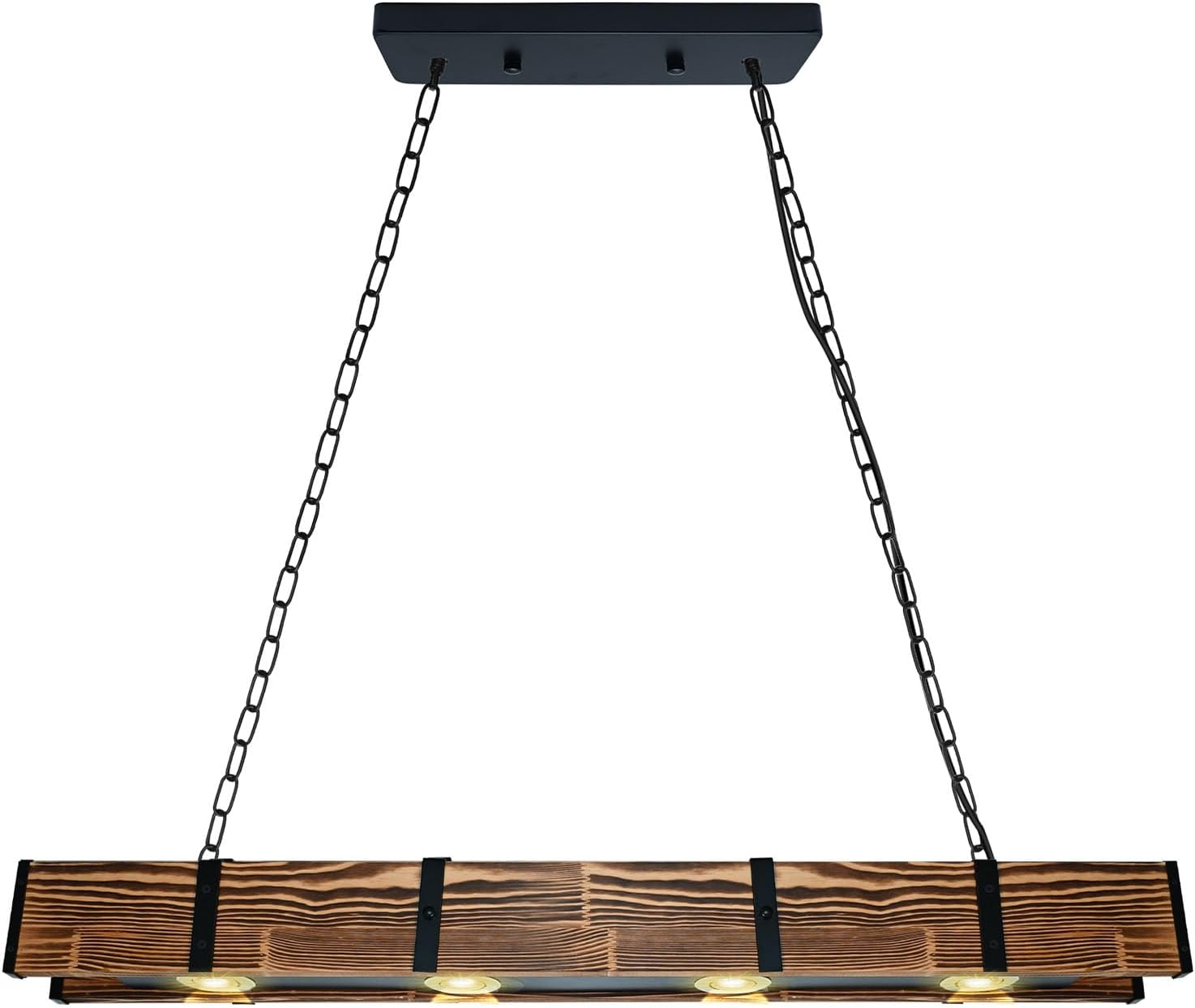 MDEOOSKY 39 Inch Vintage Rust Wood Linear Pendant Light Retro ...