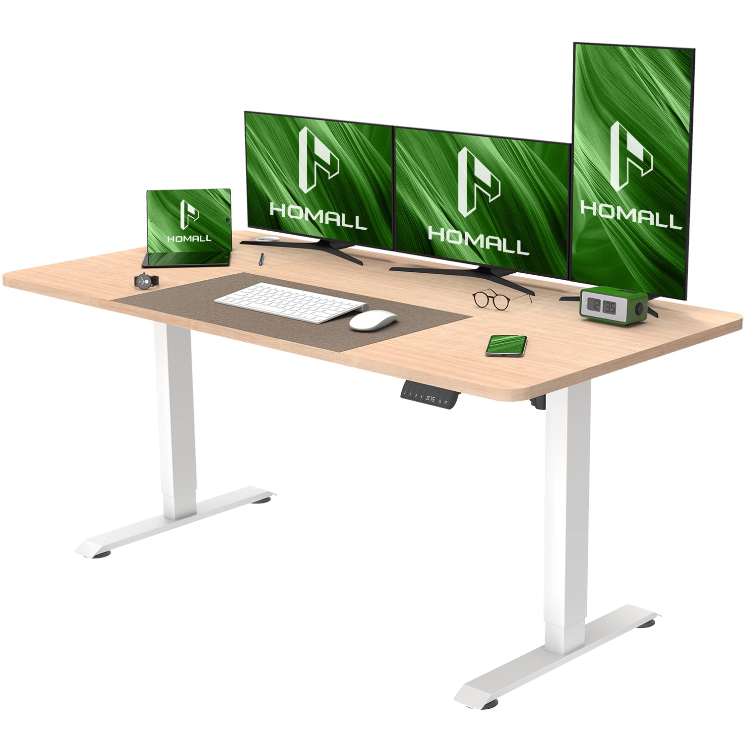 Homall Electric Standing Desk 140x70cm Height Adjustable Desk with USB ...