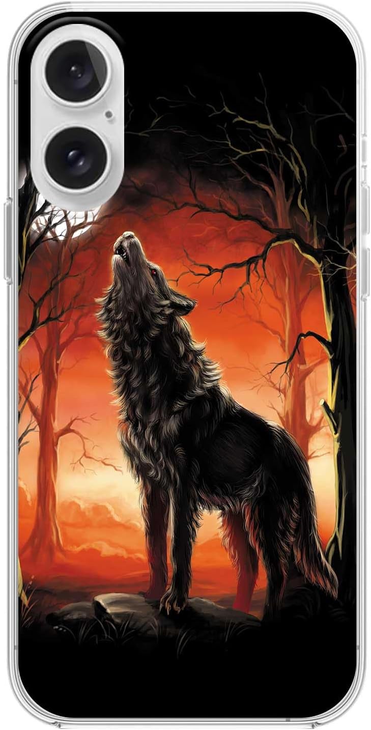 Amazon.com: Blingy's for iPhone 16 Case, Cool Wolf Style with Moon ...