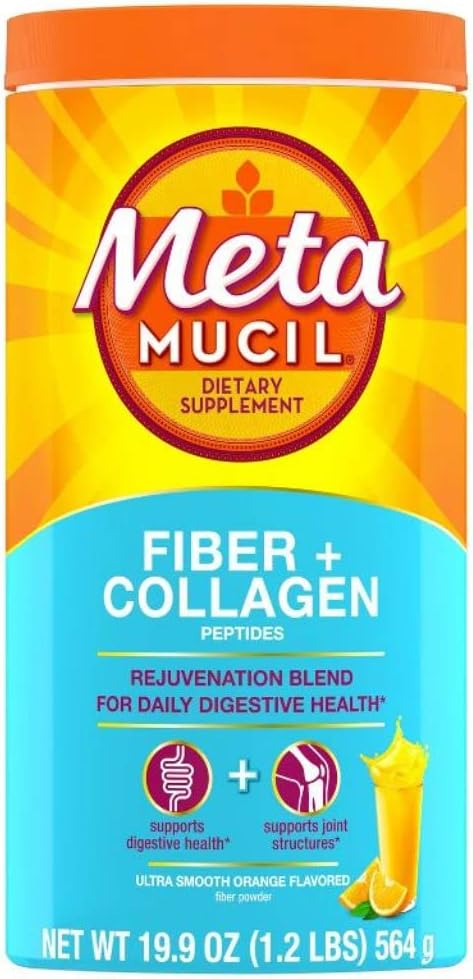 Amazon.com: Metamucil Fiber + Collagen Peptides Powder - Orange - 19 ...