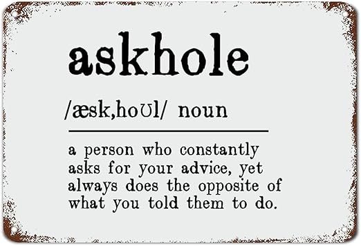 Amazon.com: Funny Askhole Metal Sign Askhole Metal Tin Sign Askhole ...