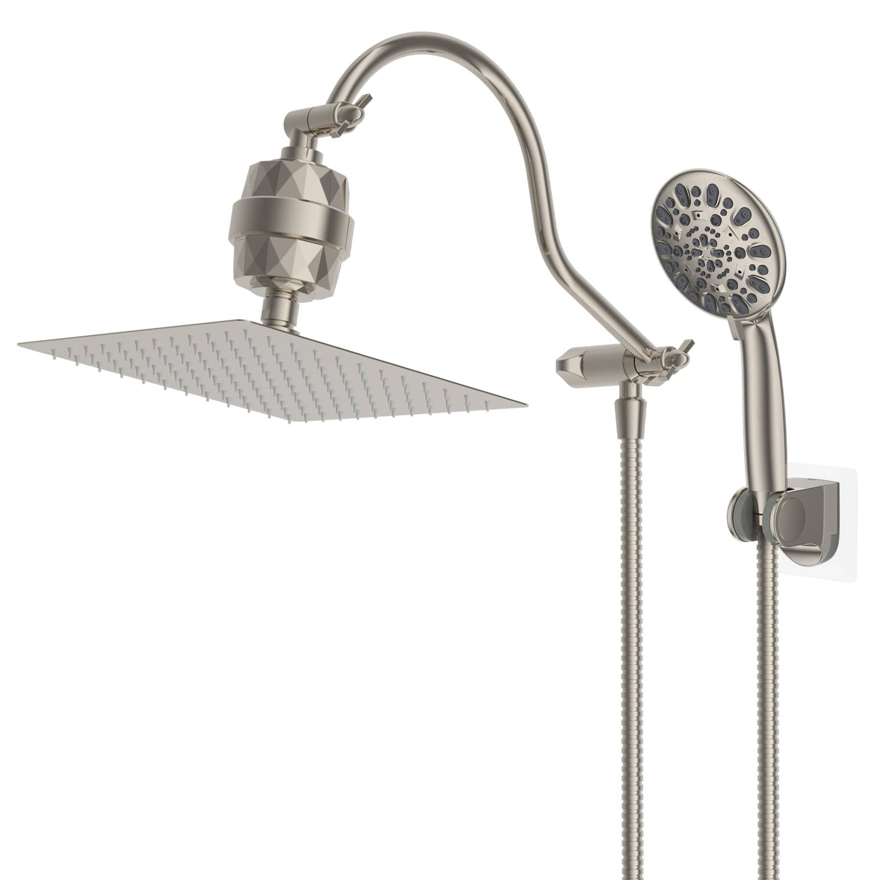 All Metal Shower Head with Shower Filter, 10'' High Pressure Rainfall ...