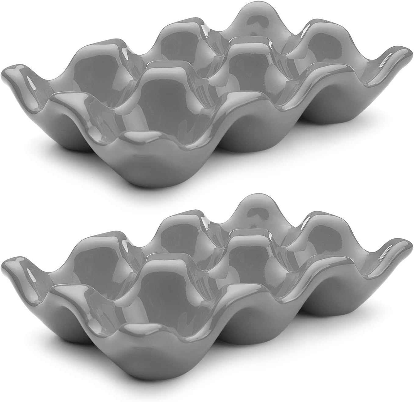 Amazon.com: Flexzion Porcelain Egg Crate - 6-Egg Capacity Ceramic Egg ...
