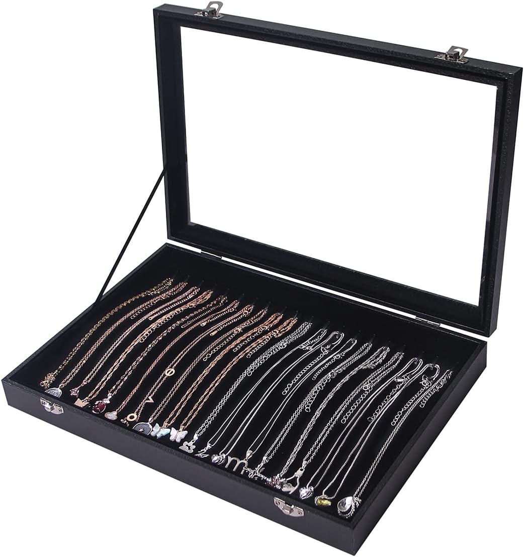 Amazon.com: ByKen 20 Hooks Necklace Organizer Box/Tray, Chains Showcase ...