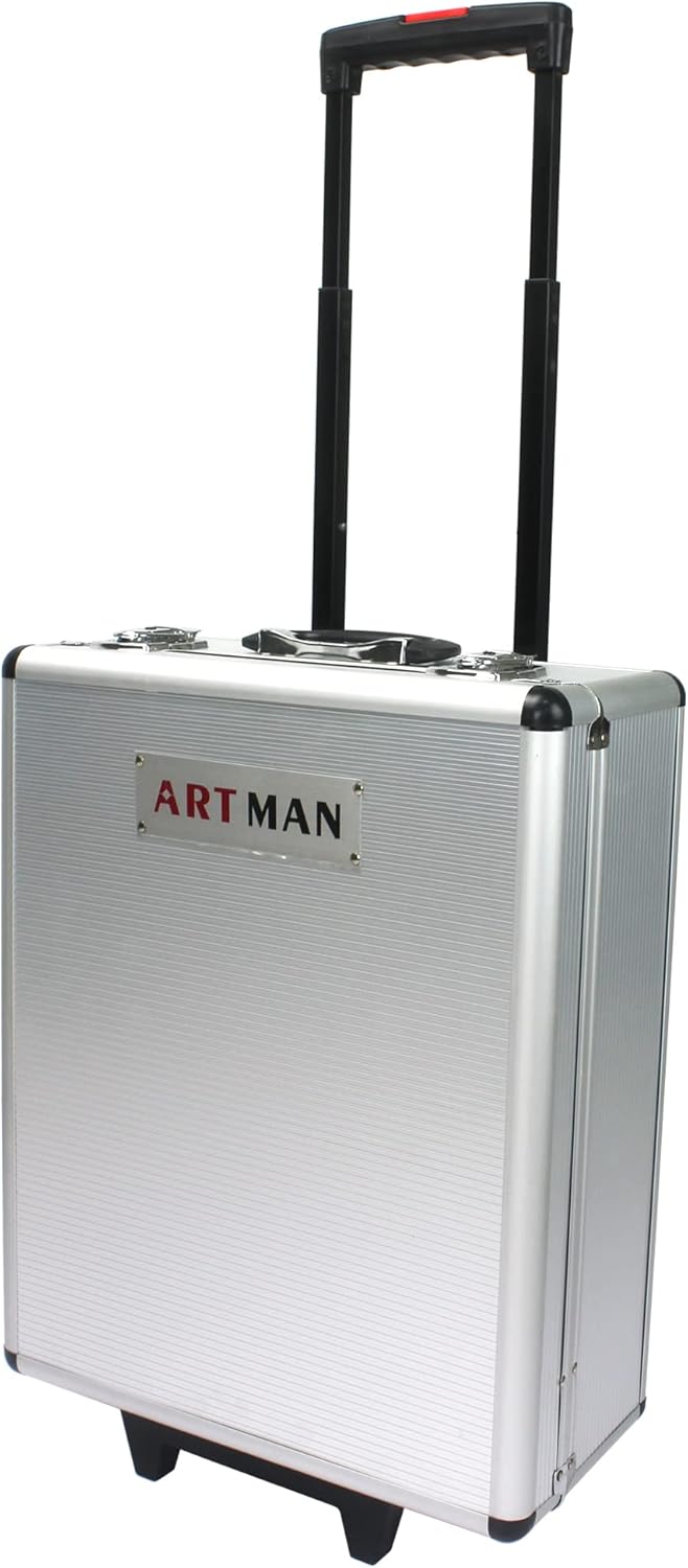 Hand Tool Box with 4-Tier Tool Set and Wheels, Aluminum Heavy Duty Hand ...