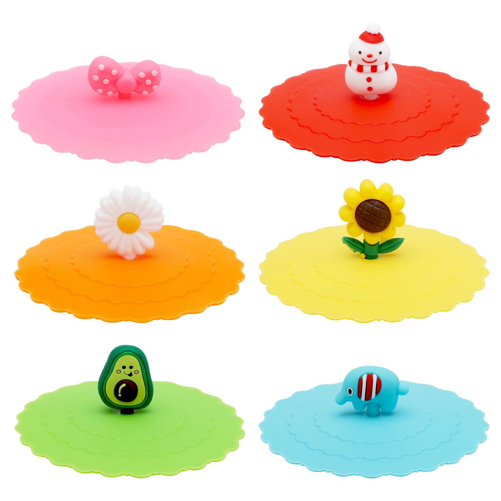 6PCS Silicone Glass Cup Covers, Cup Covers for Drinks Reusable Anti ...
