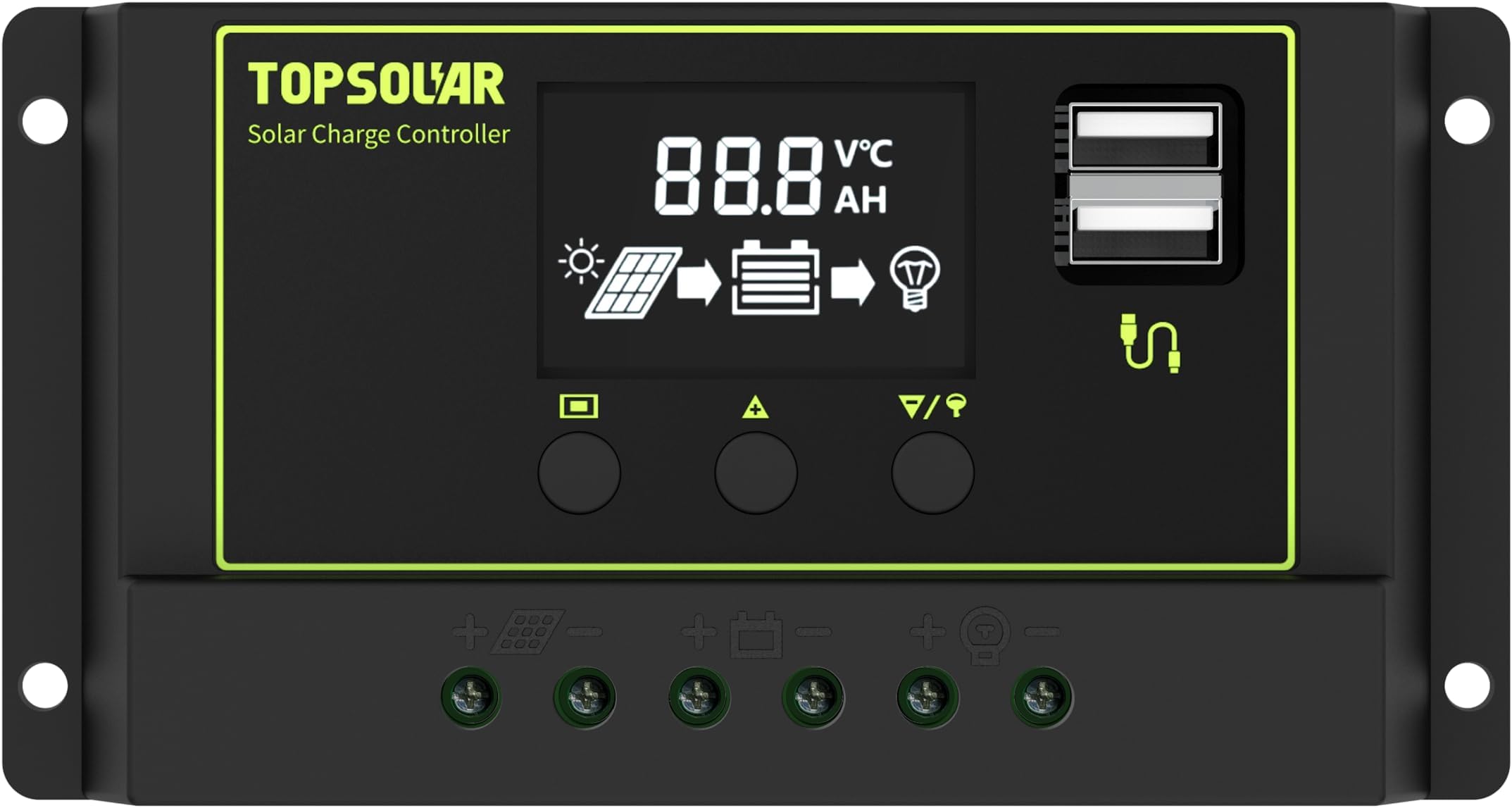 Amazon.com : TOPSOLAR 20A 12V/24V PWM Solar Charger Controller w/ LCD ...