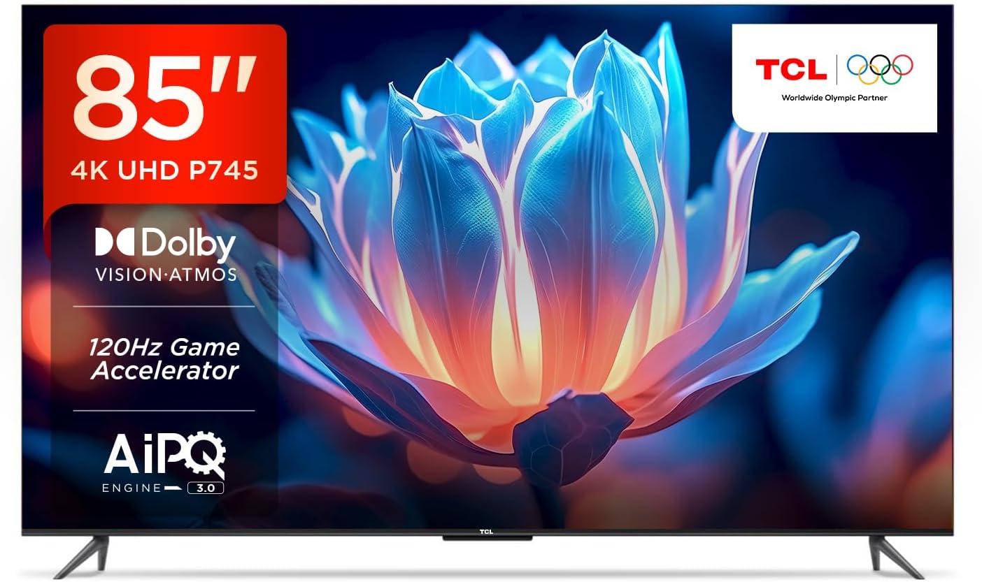 TCL 216 cm (85 inches) 4K Ultra HD Smart LED Google TV 85P745 (Black ...