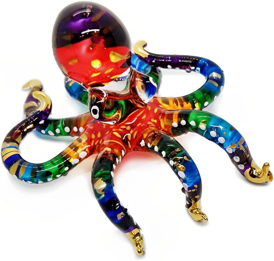 Amazon.com: WitnyStore Tiny 5½" Gold Dotted Rainbow Octopus Figurine ...