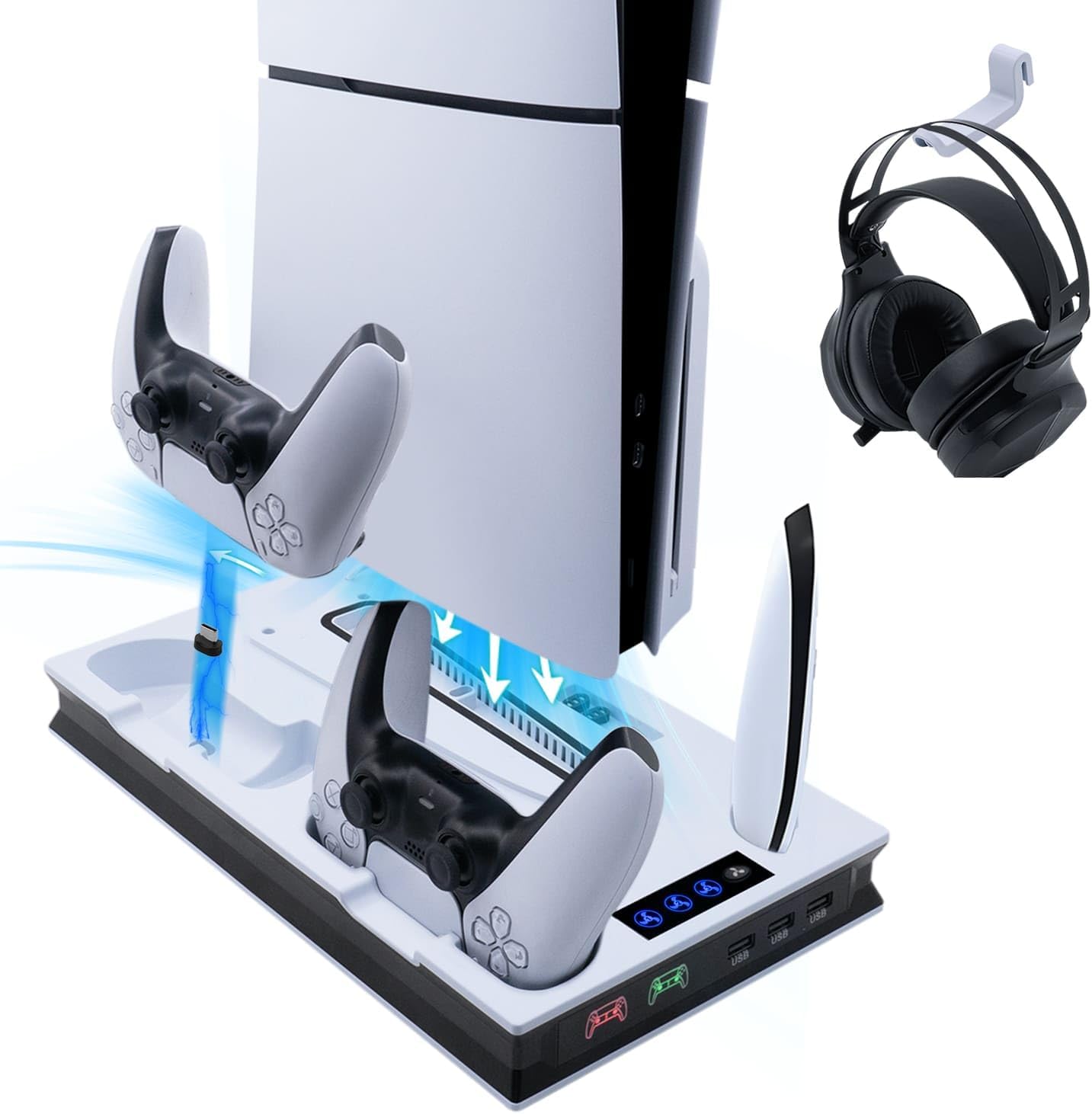 Wigearss Vertical for PS5 and PS5 Slim Pro Fan Stand Cooling Station ...