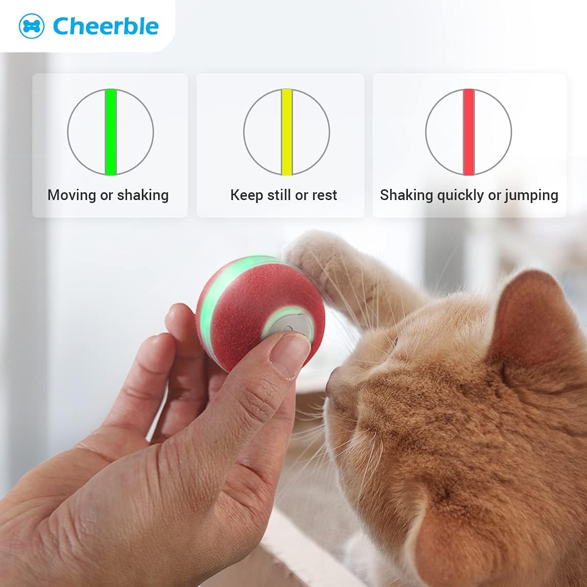 Cheerble Cat Toys/Smart Balls, 3 Modes for Cats’ Different ...