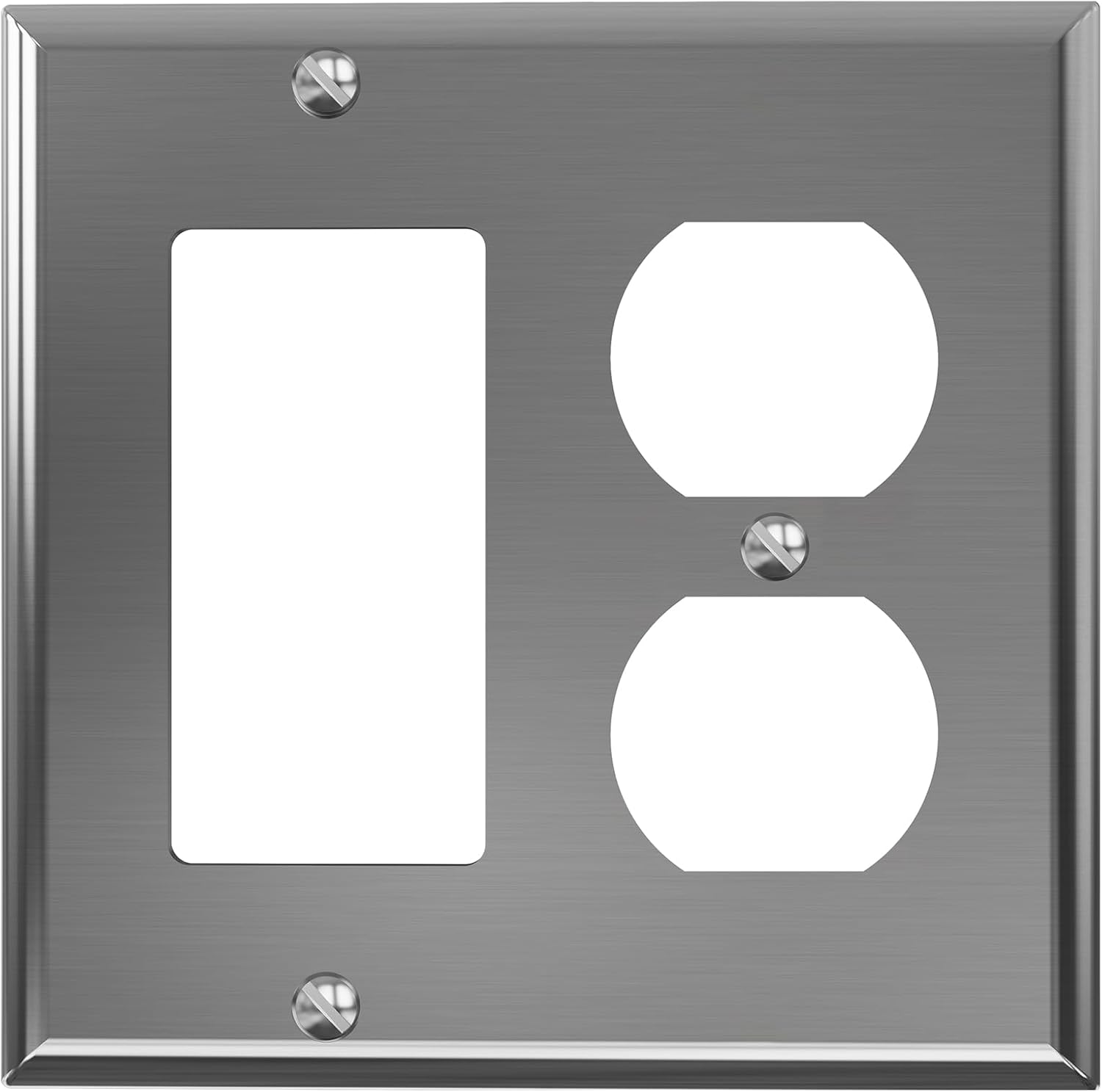 ELEGRP Stainless Steel 2-Gang 1-Decorator/GFCI Device 1-Duplex ...