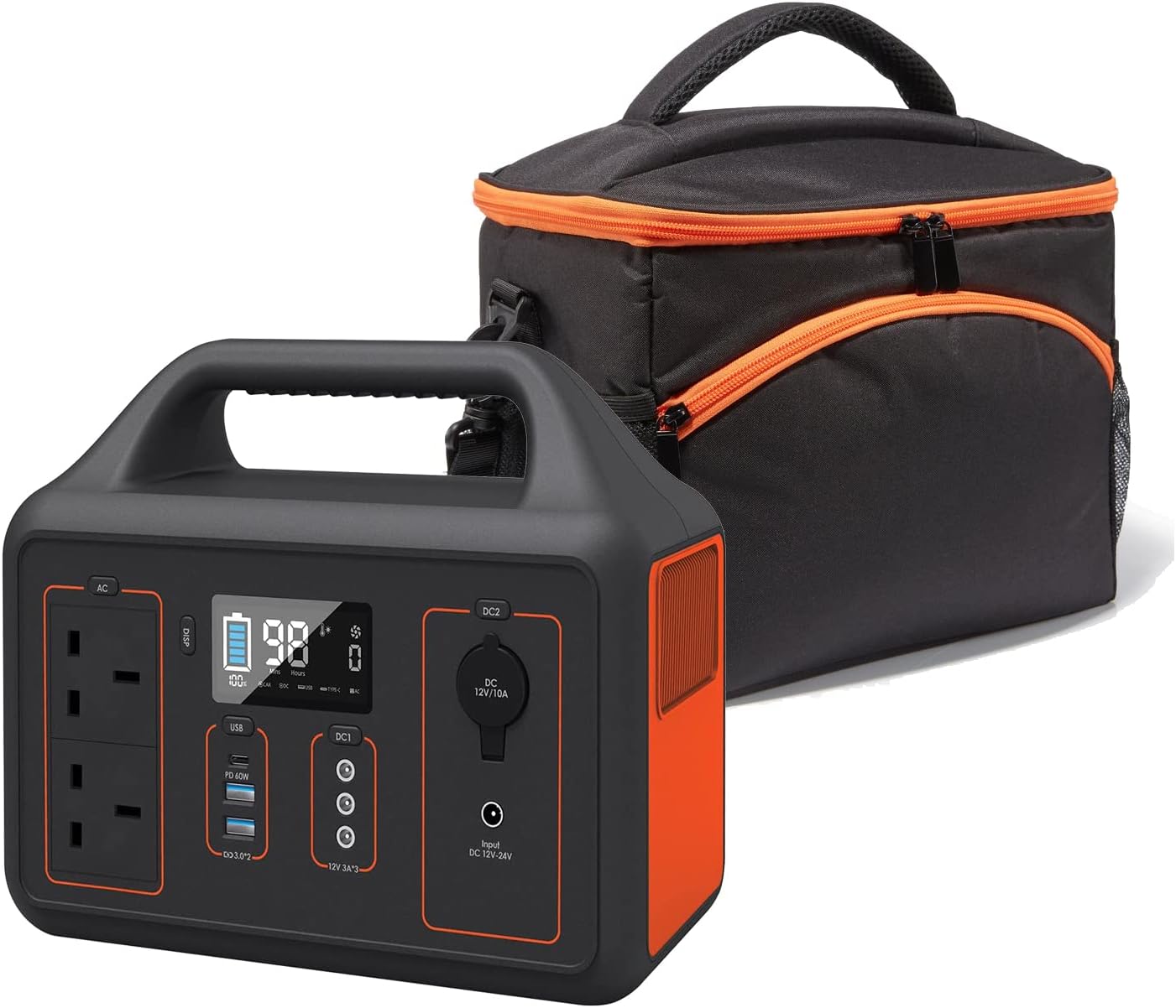 600W Portable Power Station with Case Storage Bag, Folding Solar Board & Energy Storage Power ...