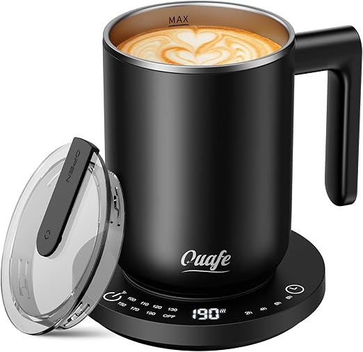 Amazon.com: Quafe Coffee Mug Warmer & Mug Set, Heated Coffee Warmer for ...