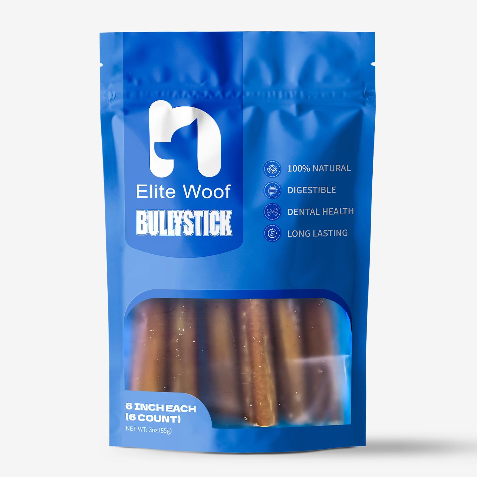 Amazon.com : 6 Inch Bully Sticks All-Natural 100% Beef, Standard Size ...