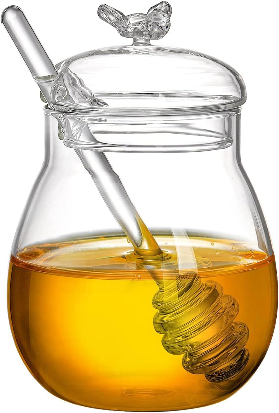 GuDoQi Glass Honey Pot with Dipper, Honey Jars with Lids and Honey ...