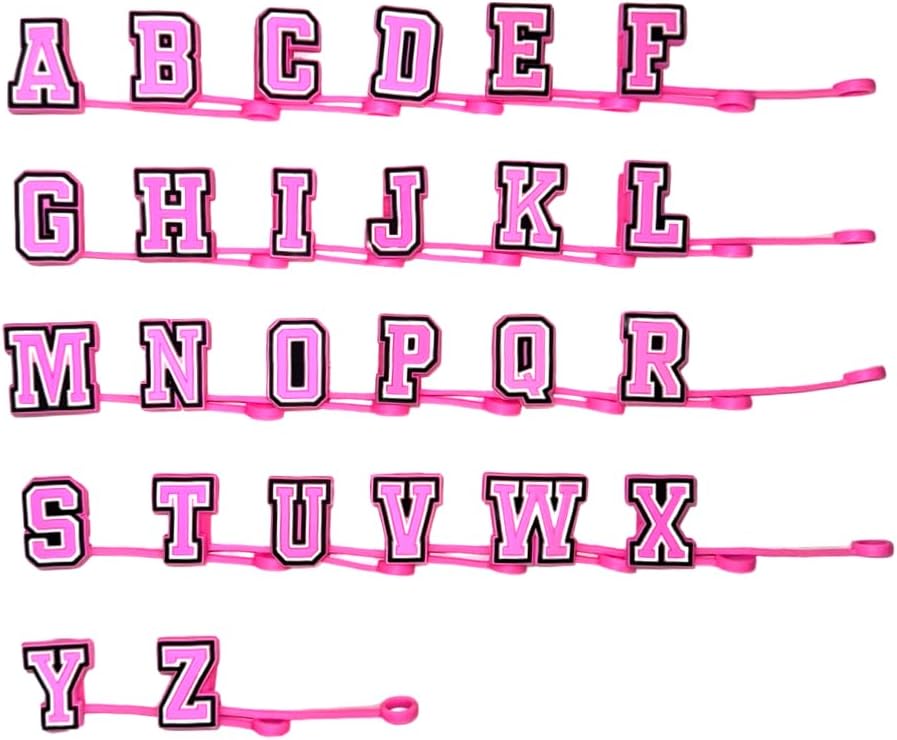 Amazon.com: Pink Varsity Letter Straw Toppers (A) : Home & Kitchen