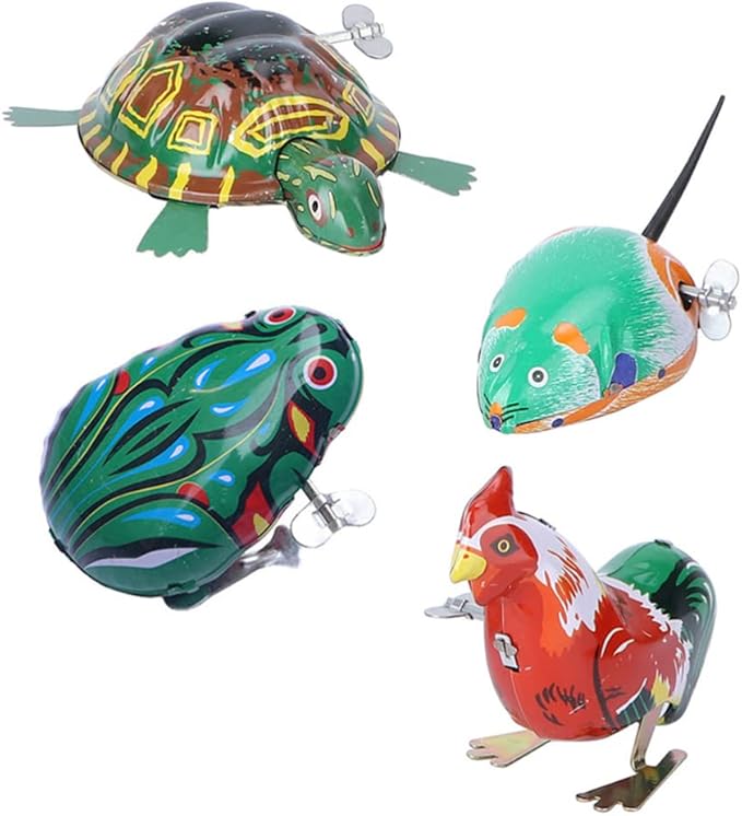 Amazon.com: TOYANDONA Vintage Wind Up Animal 4Pcs Metal Wind Up Tin ...